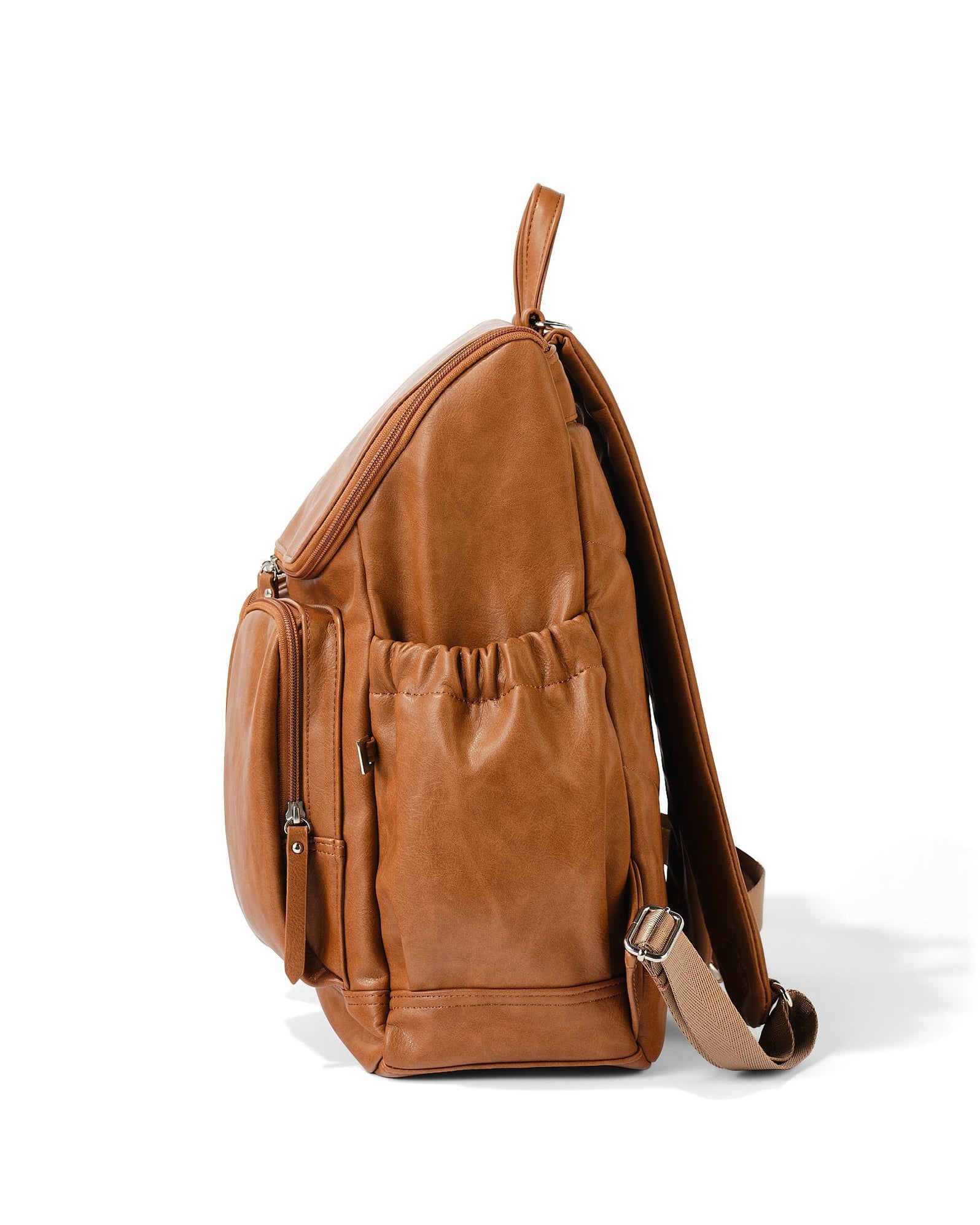 Tan Faux Leather Nappy Backpack — OiOi