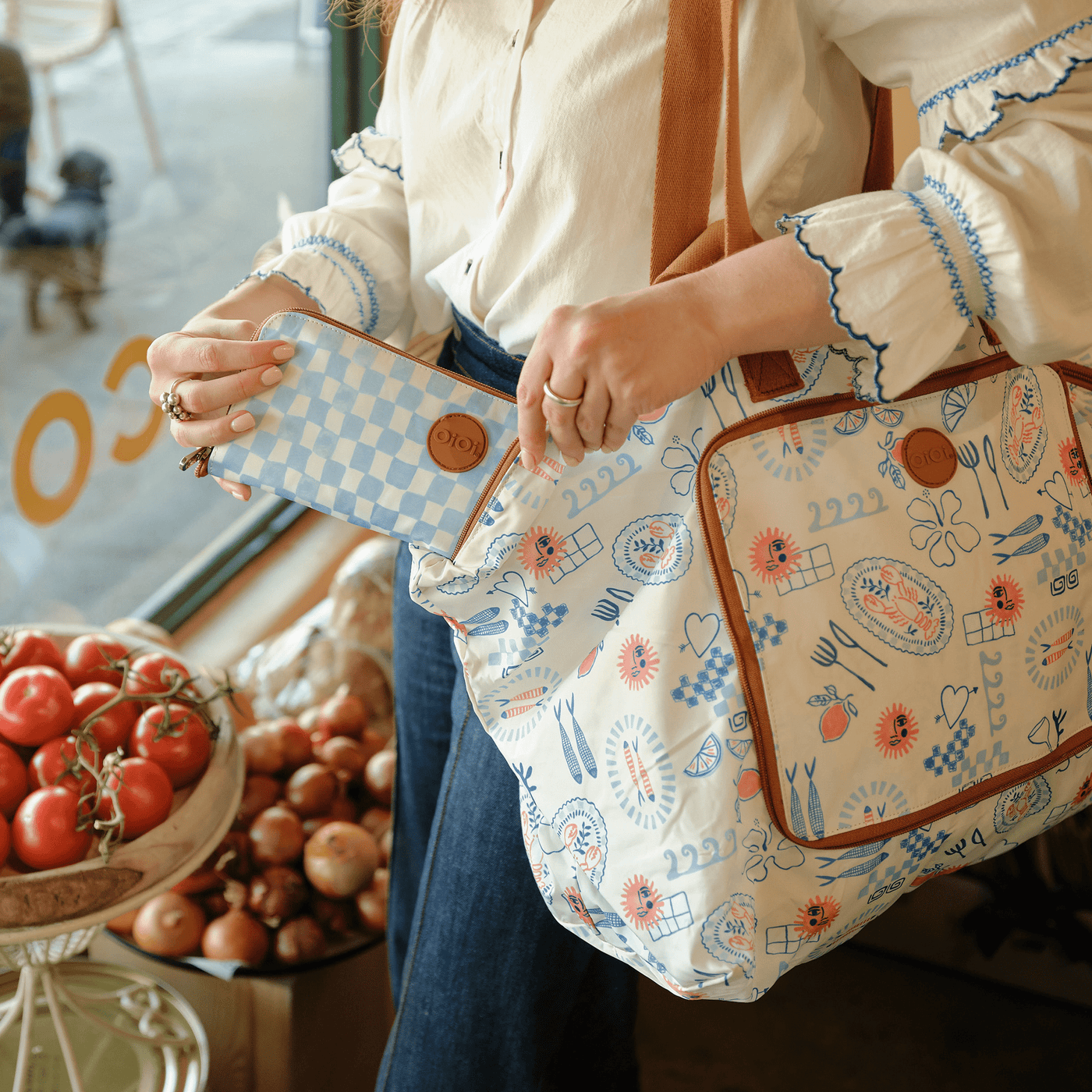 Mediterranean Print Beach Bag | Fold-Up Tote by OiOi