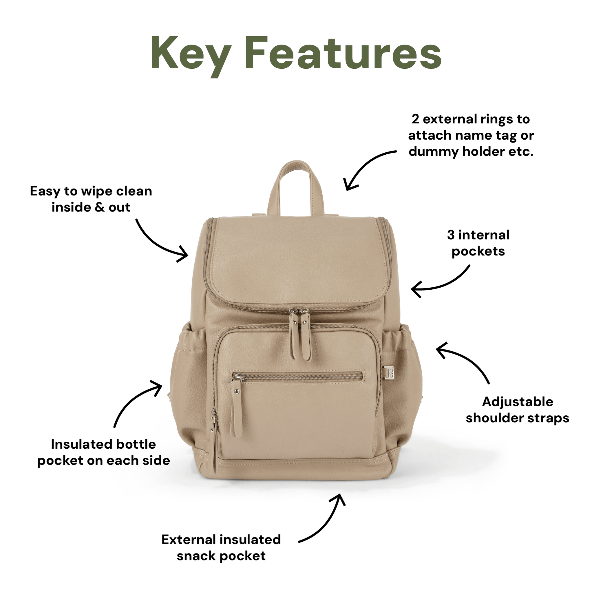 Mini Signature Backpack - Oat Vegan Leather — OiOi