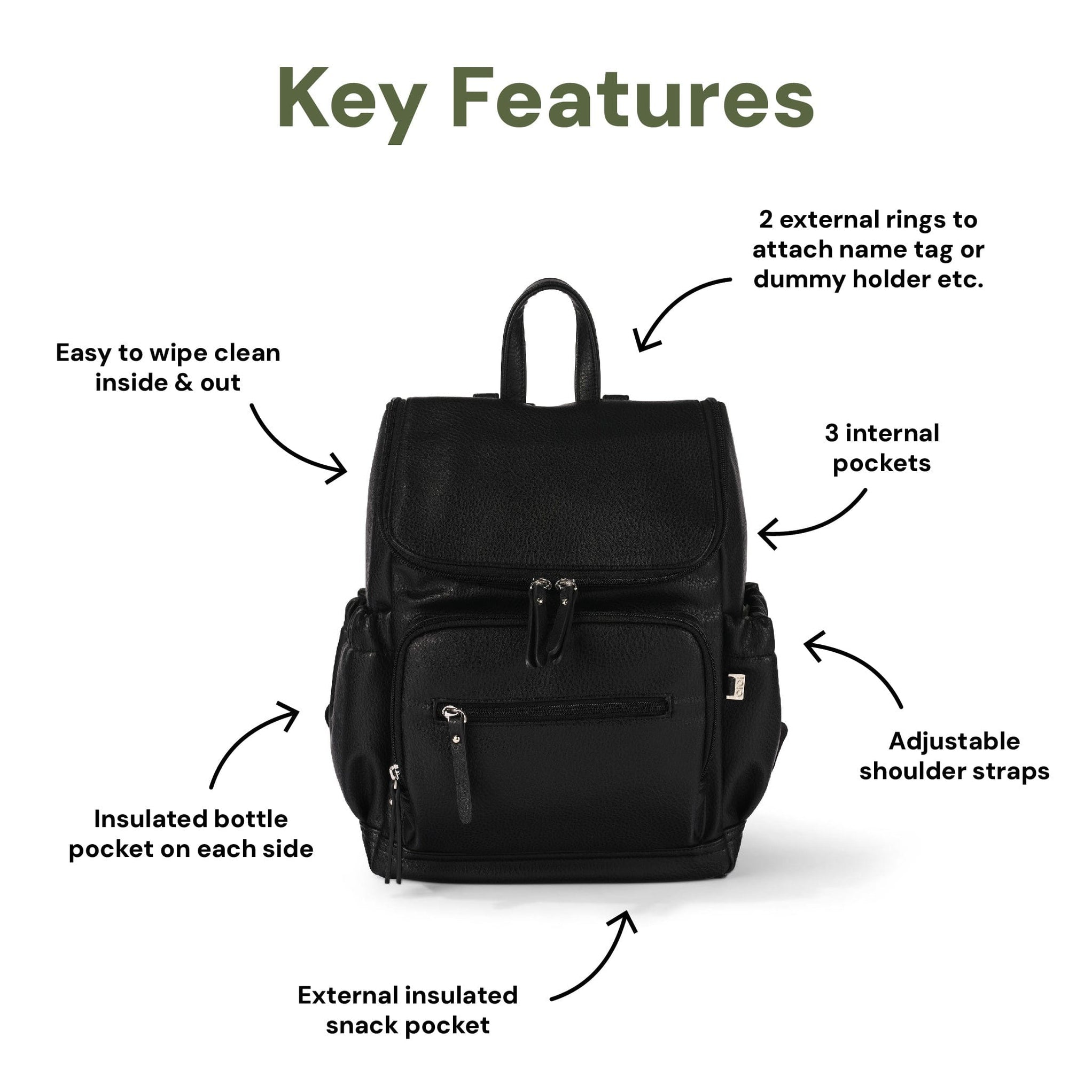 Mini Signature Backpack - Black Vegan Leather — OiOi