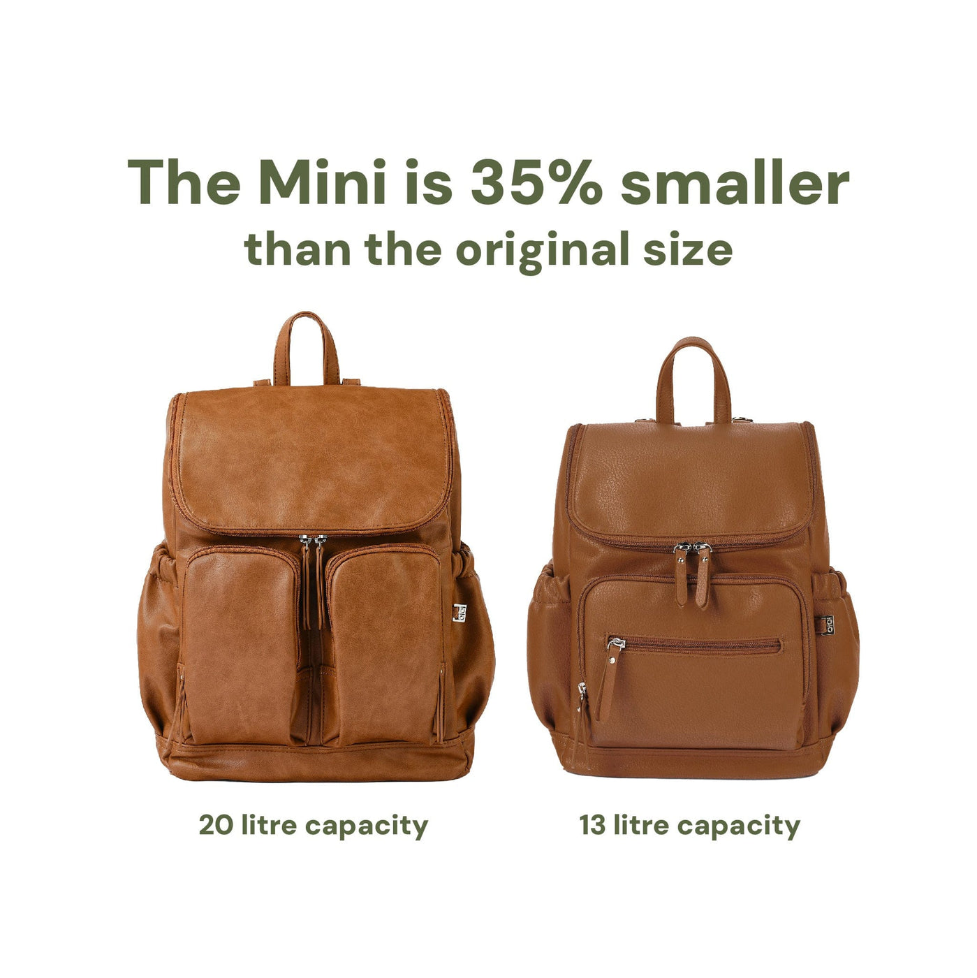 Mini Signature Backpack - Chestnut Brown Vegan Leather — OiOi