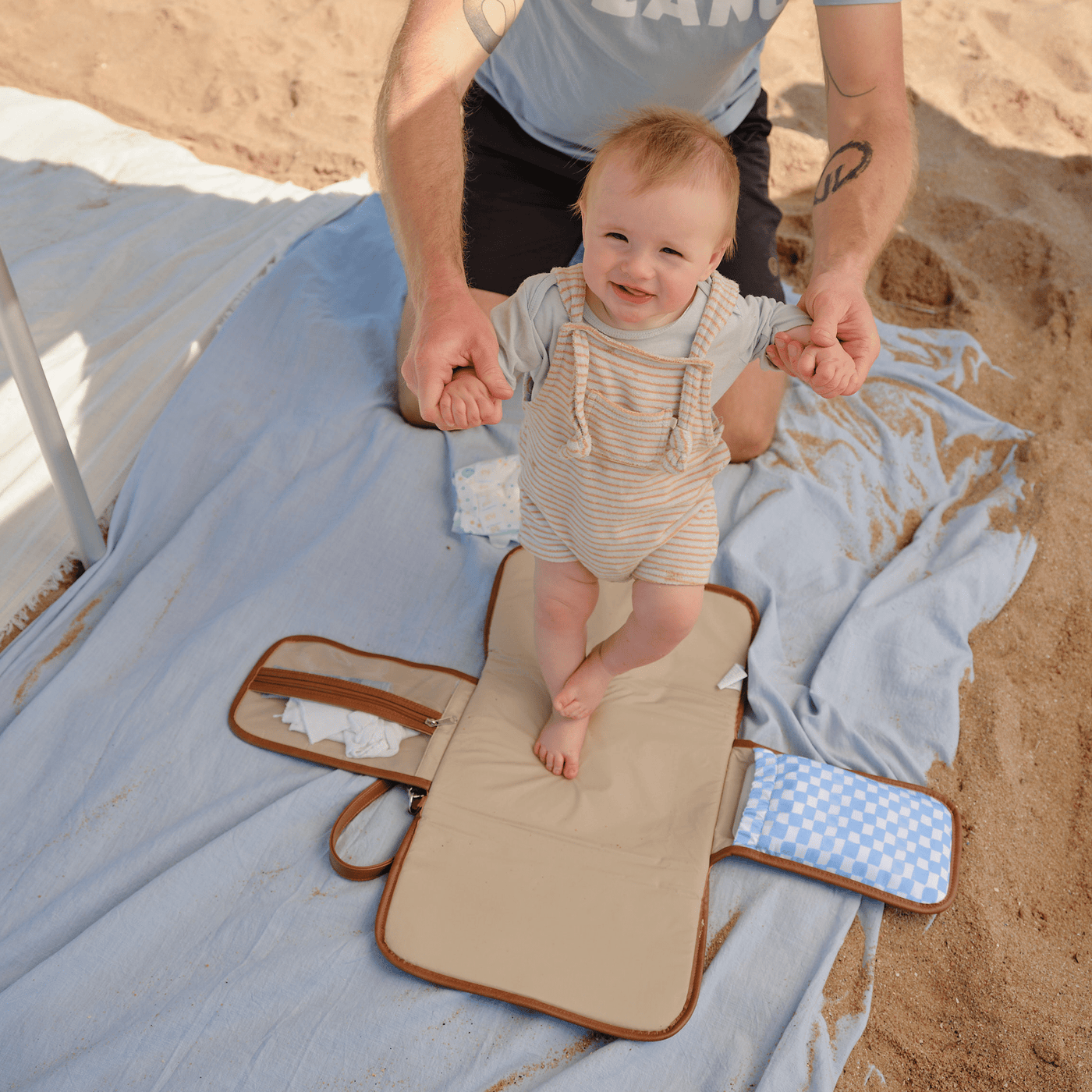 Change Mat Kit in Blue Check by OiOi | Luxury Nappy Wallet