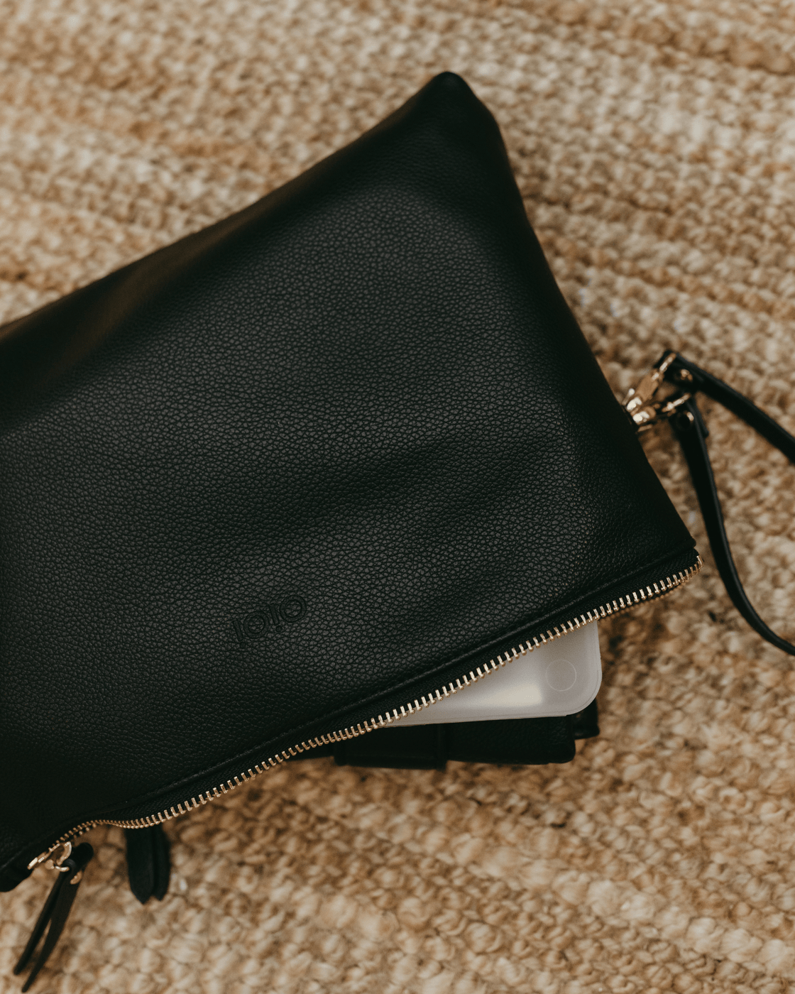 Faux Leather Nappy Changing Pouch - Black — OiOi