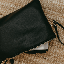 Faux Leather Nappy Changing Pouch - Black — OiOi