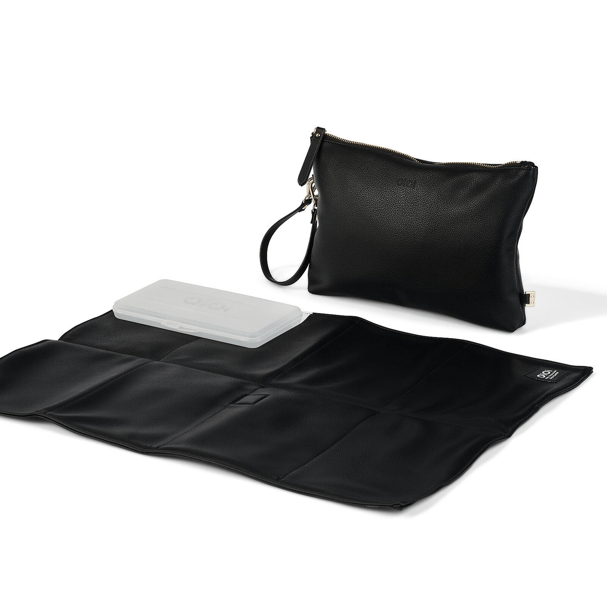 Faux Leather Nappy Changing Pouch - Black — OiOi