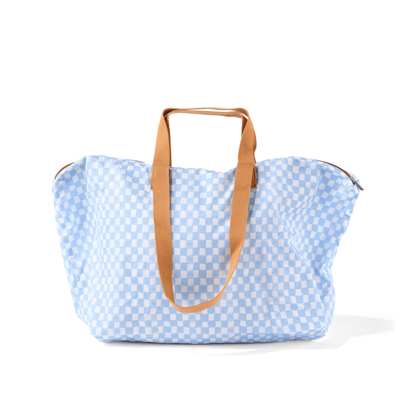 Checkered Beach Bag | Blue Check Fold-Up Tote by OiOi