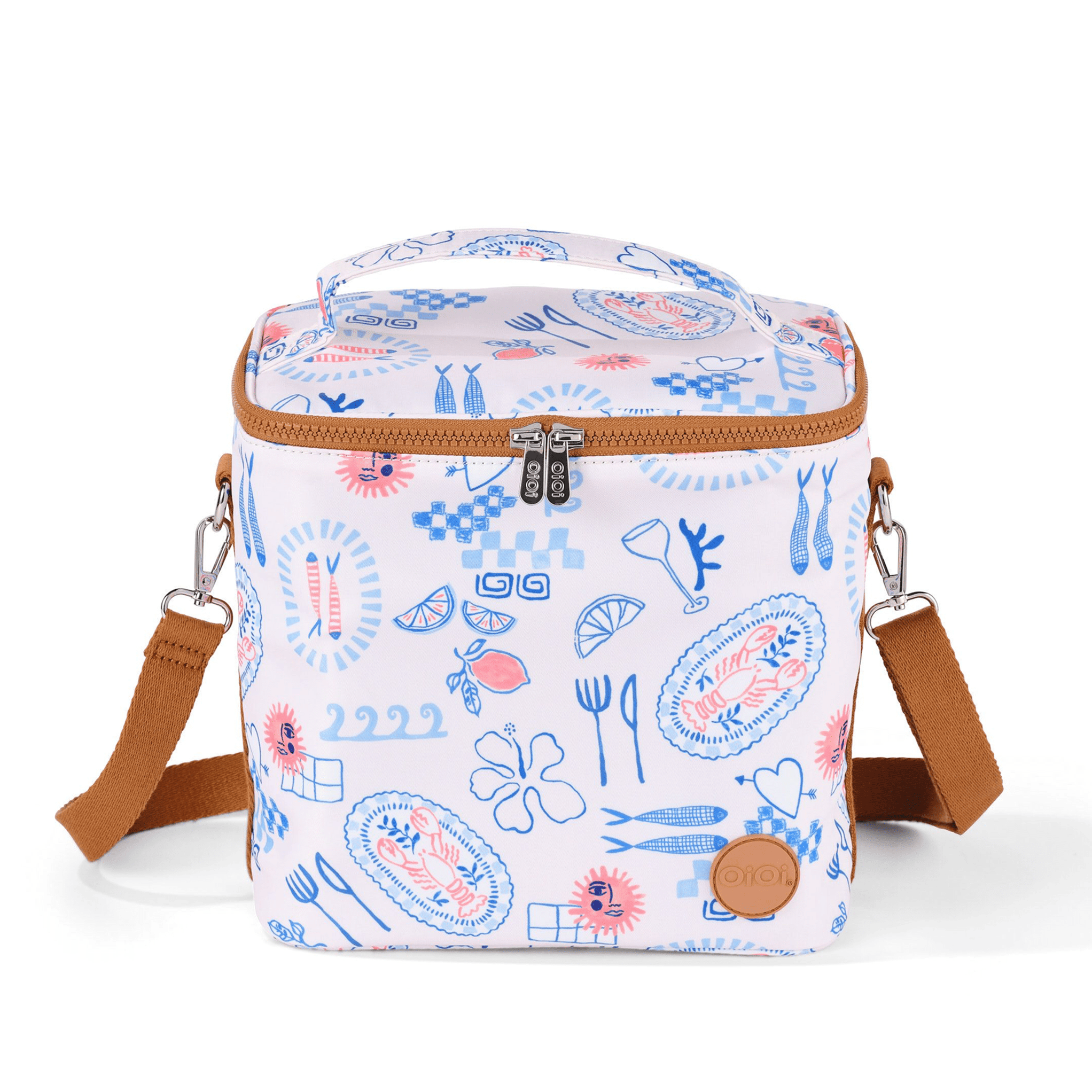 Medium Size Cooler Bag in Mediterranean Print | OiOi Insulated Bags