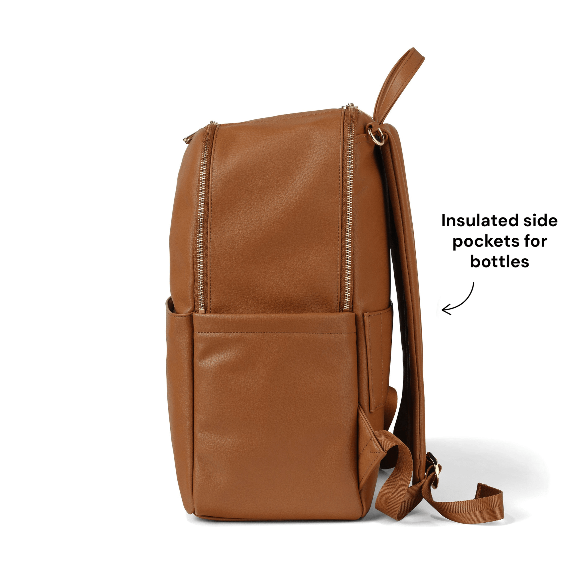 Multitasker Nappy Backpack in Chestnut Brown Vegan Leather — OiOi