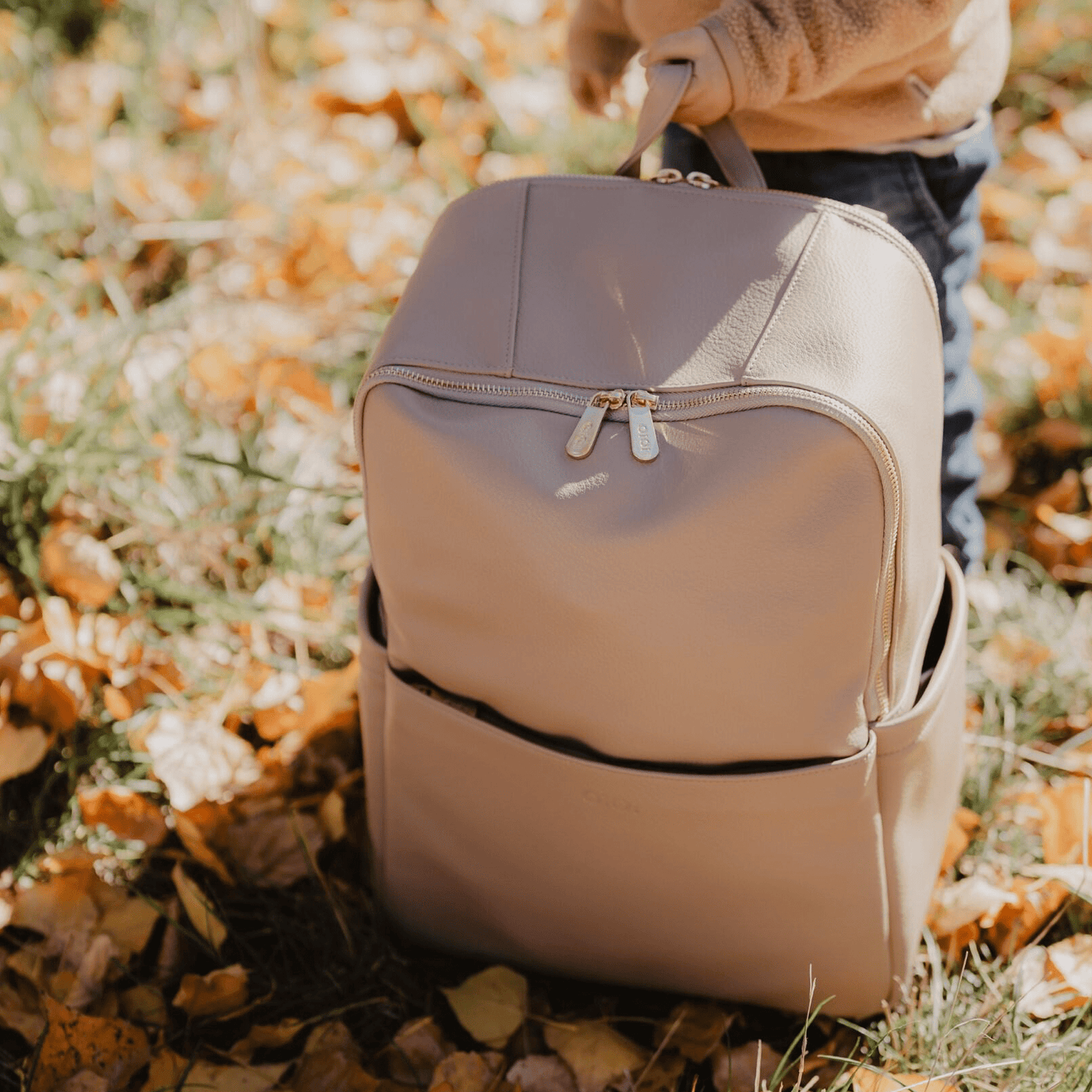 Oat Multitasker Nappy Backpack by OiOi | Beige Backpack for 2 Kids
