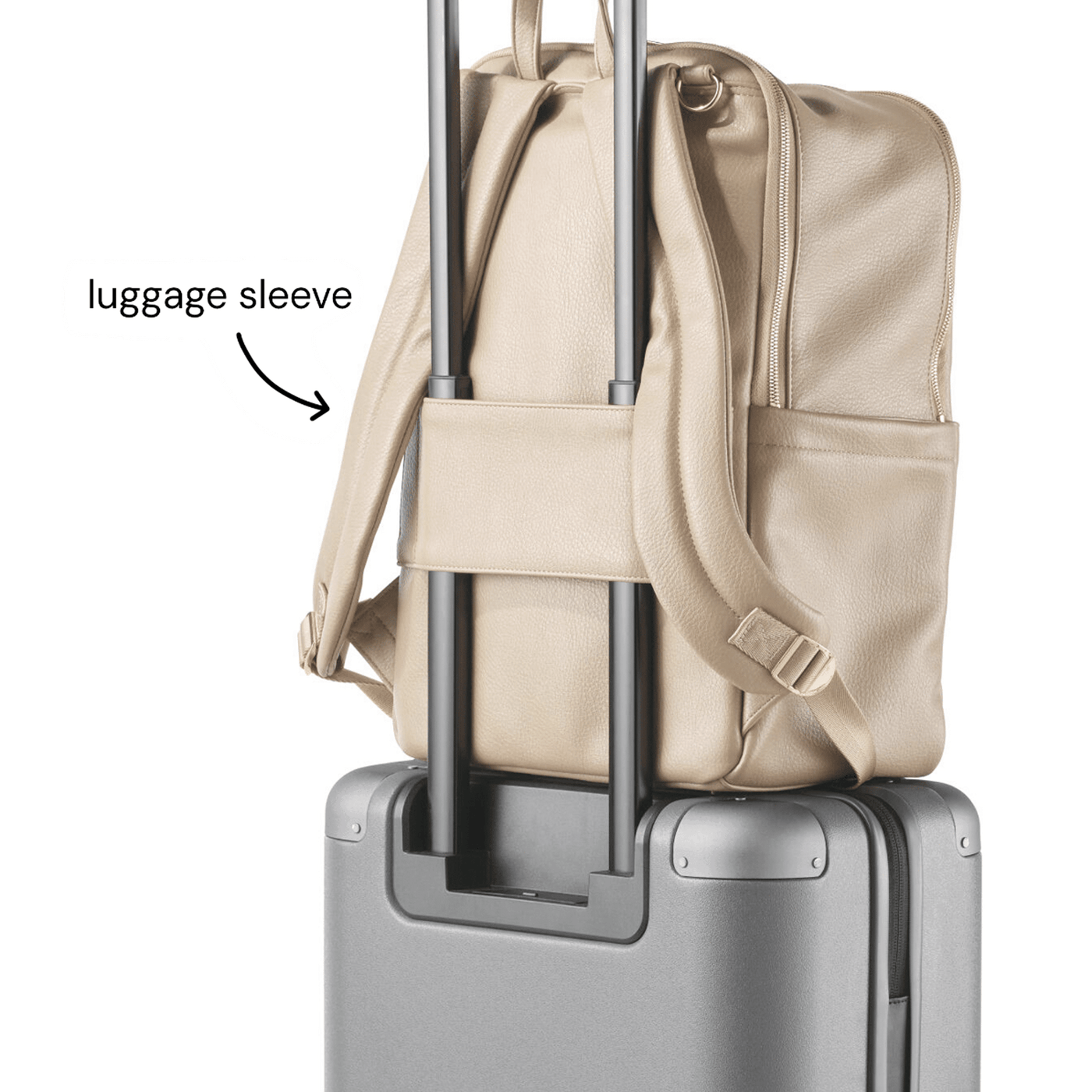 Oat Multitasker Nappy Backpack by OiOi | Beige Backpack for 2 Kids