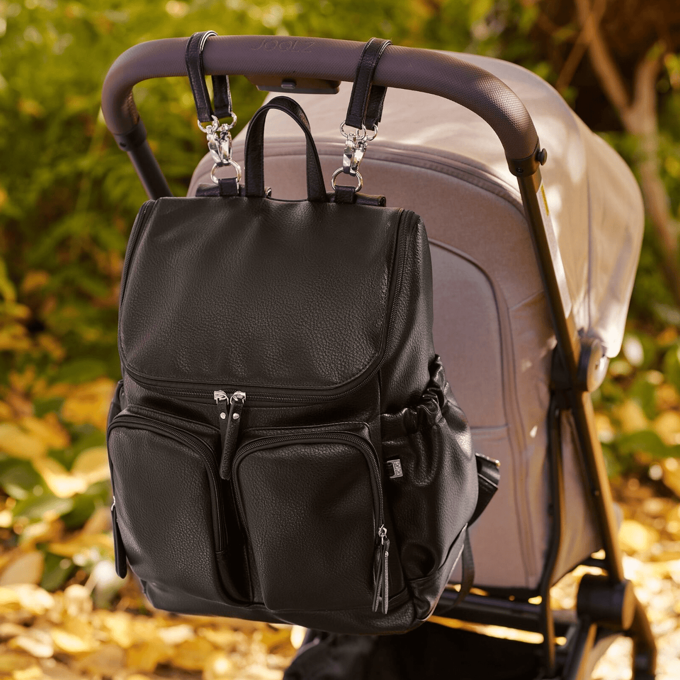 Black Nappy Backpack - Faux Leather — OiOi