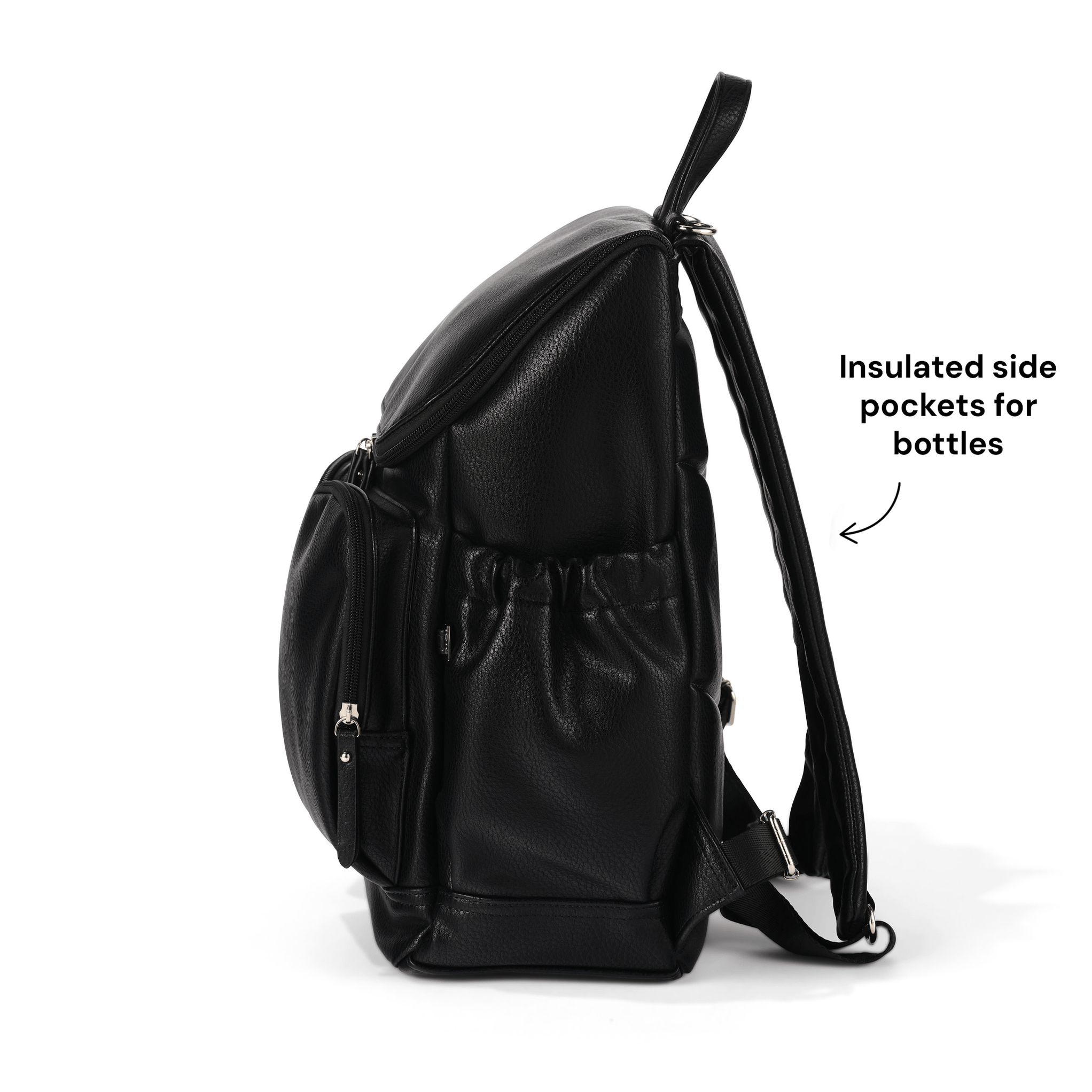 Black Nappy Backpack - Faux Leather — OiOi