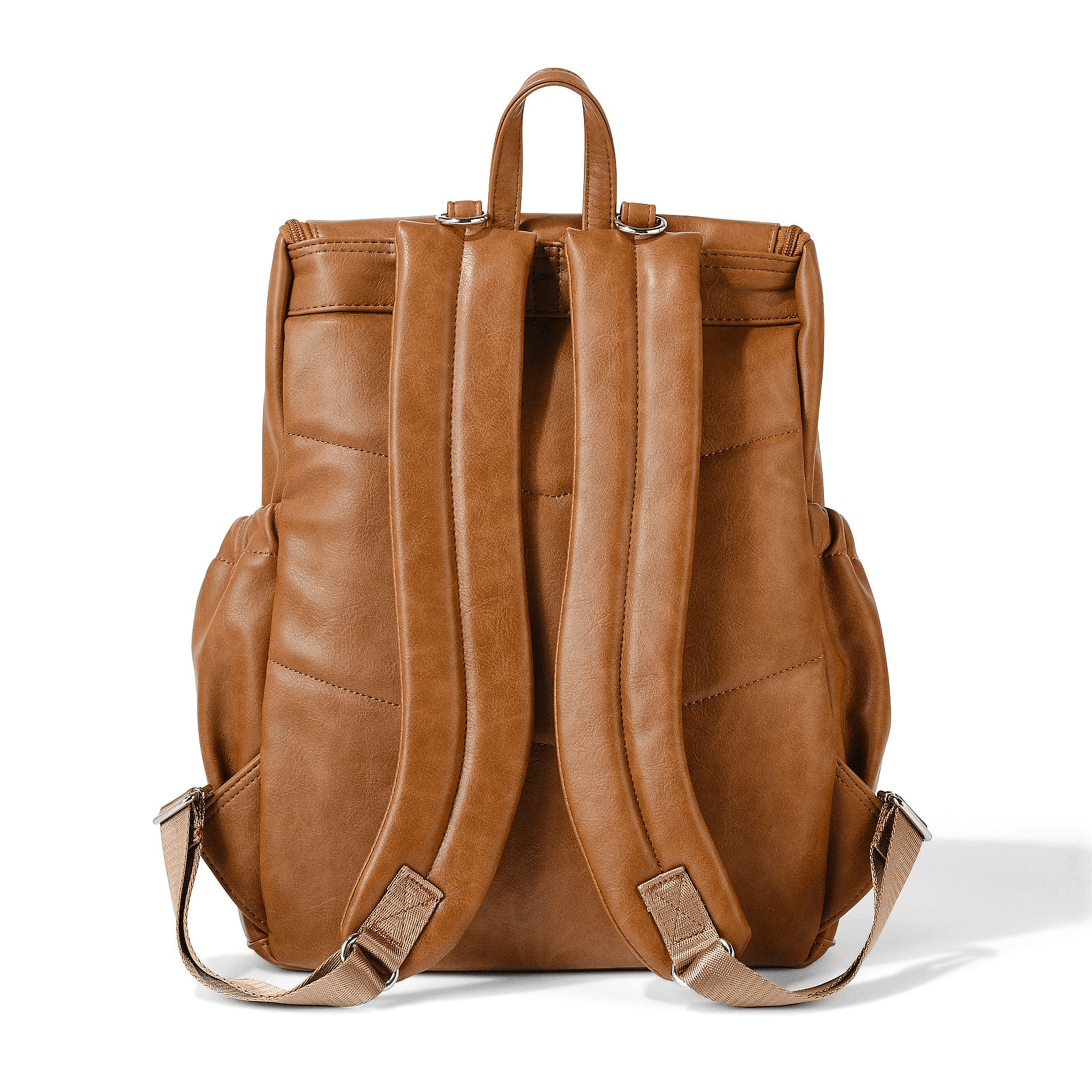 Tan Faux Leather Nappy Backpack — OiOi
