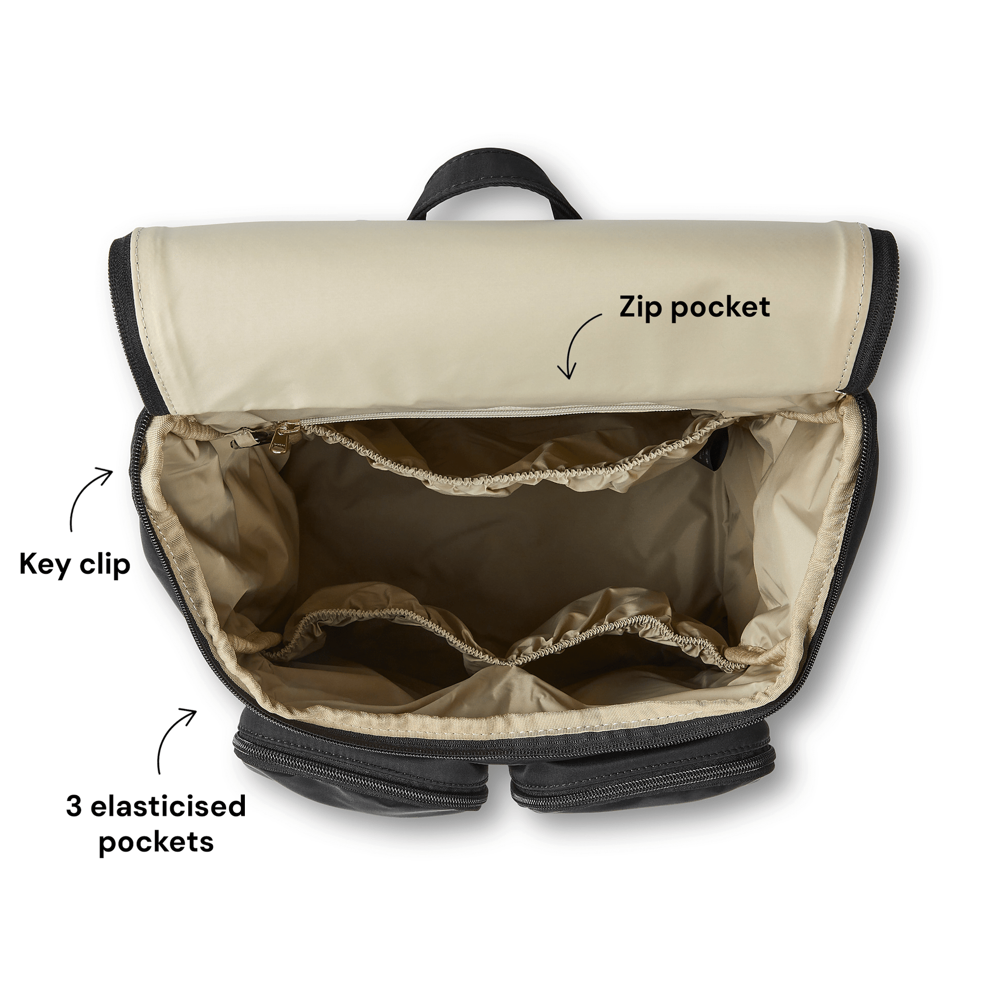 Nylon Nappy Backpack - Black with Gold Hardware — OiOi