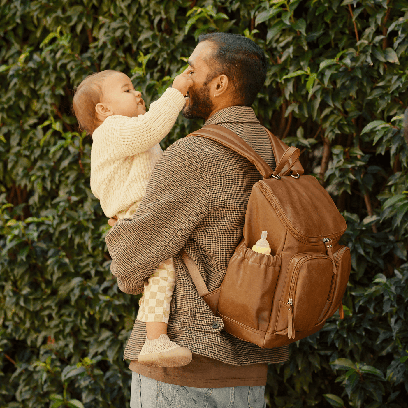 Tan Faux Leather Nappy Backpack — OiOi
